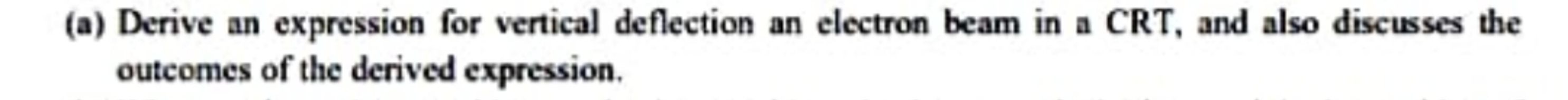 Solved (a) ﻿Derive an expression for vertical deflection an | Chegg.com