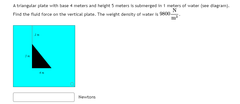 Solved A triangular plate with base 4 meters and height 5 | Chegg.com