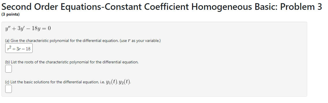 Solved Second Order Equations-Constant Coefficient | Chegg.com