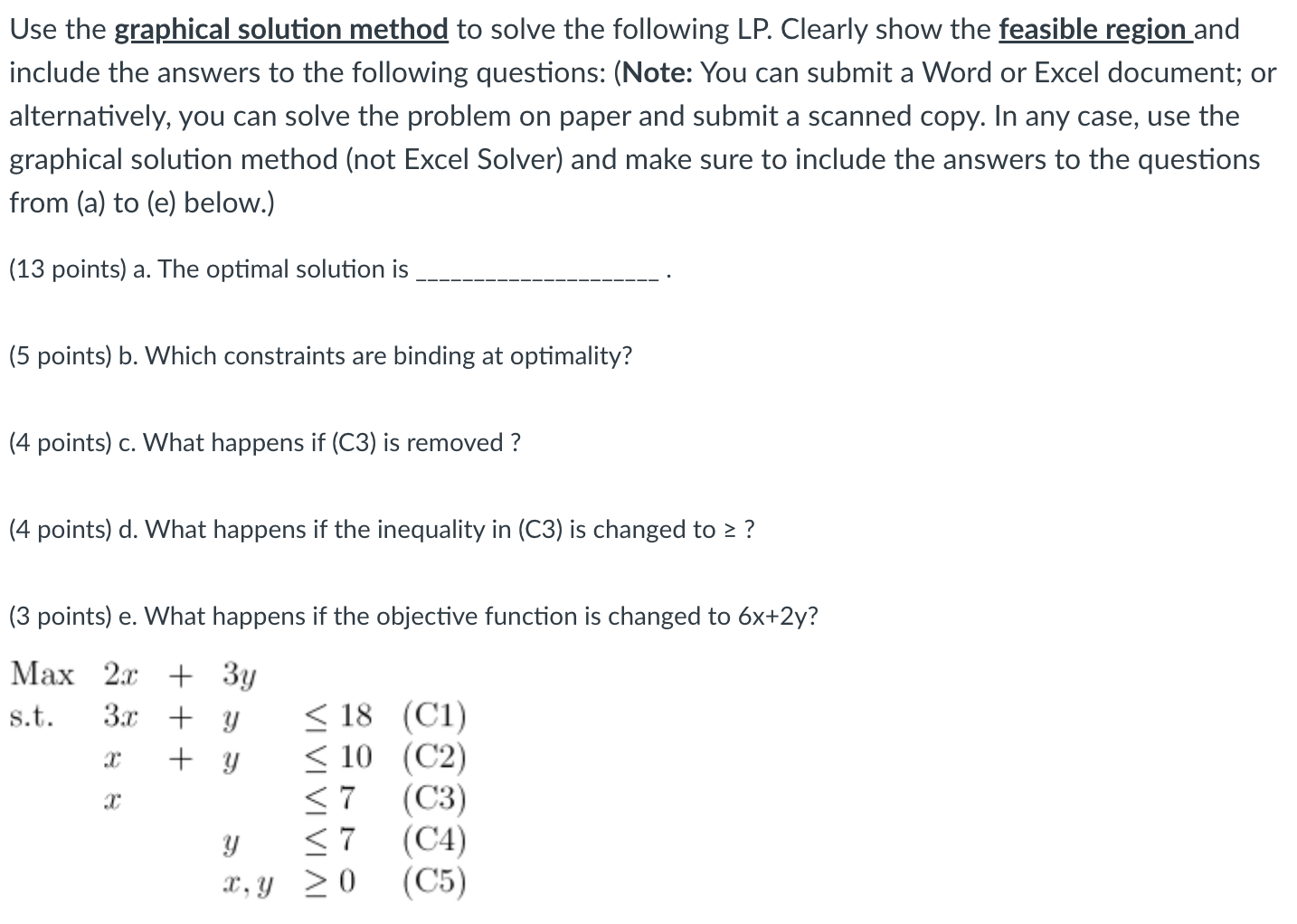 Solved Use the graphical solution method to solve the | Chegg.com