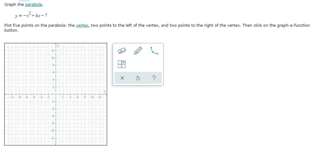 Solved Graph the parabola. y = -x + 4x-7 Plot five points on | Chegg.com