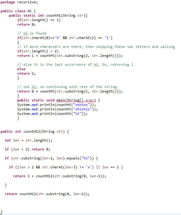 Solved package recursive; public class Hi t public static | Chegg.com