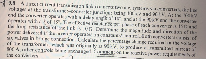 Solved A direct current transmission link connects two a.c. | Chegg.com