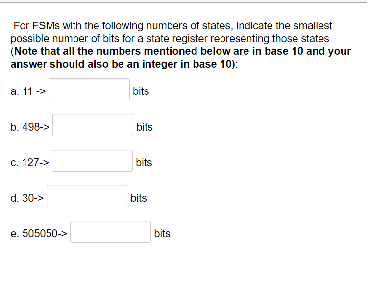 Solved For FSMs with the following numbers of states, | Chegg.com