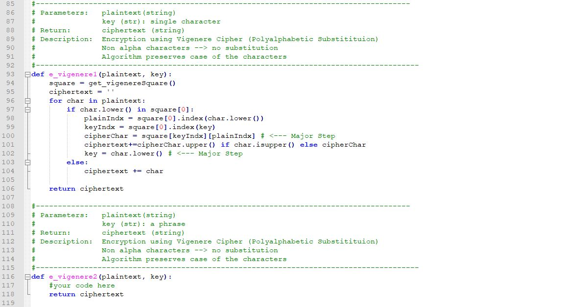 In class, the code for the Vigenere cipher (version | Chegg.com