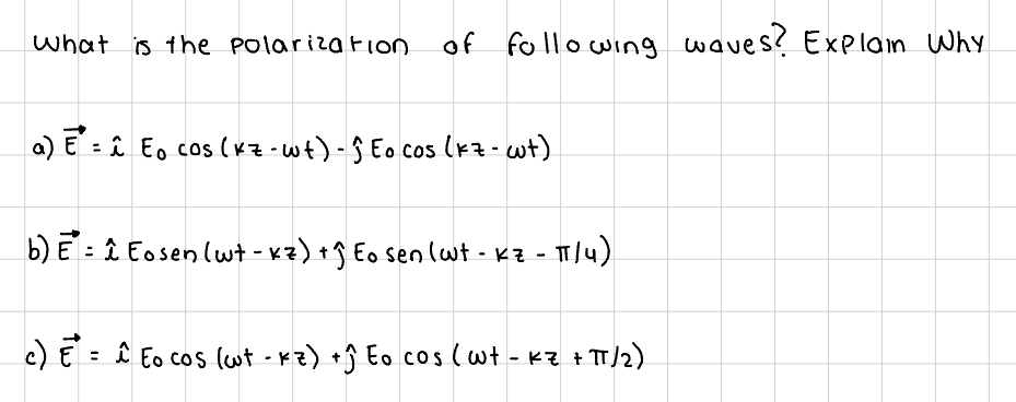 Solved What is the polarization of following waves? Explain | Chegg.com