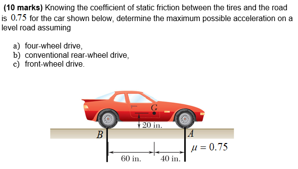 Solved (10 marks) Knowing the coefficient of static friction | Chegg.com