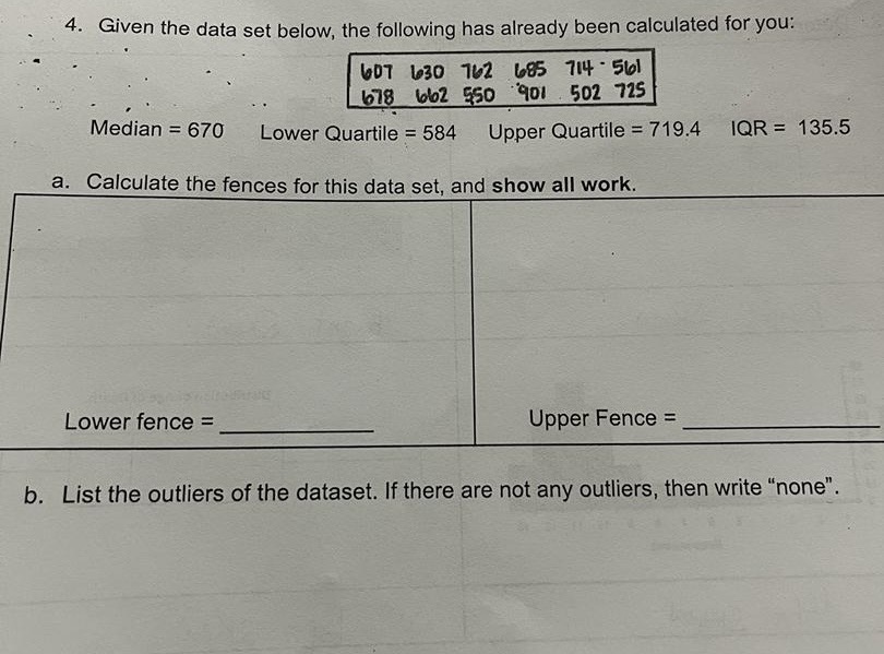 Solved Given the data set below, the following has already | Chegg.com