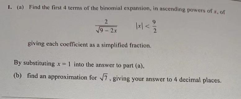 Solved 1. (a) Find the first 4 terms of the binomial | Chegg.com