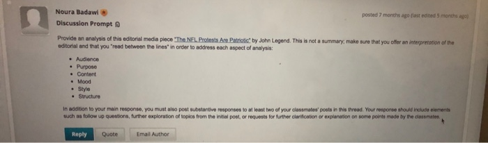 Provide an analysis of the editorial media “the nfl | Chegg.com