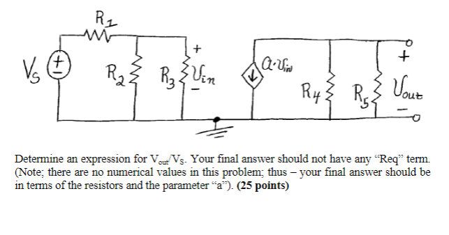 Solved RI M + + + V a Vine Ra} R₂ }Vin R4² Rya Vout | Chegg.com