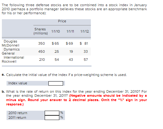 Solved The following three defense stocks are to be combined | Chegg.com Solved The following three defense stocks are to be combined | Chegg.com