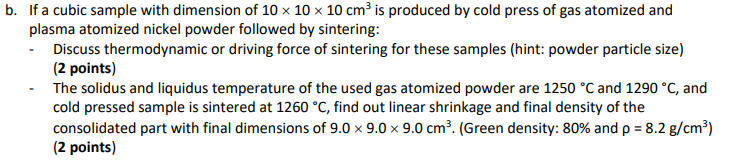 Solved b. If a cubic sample with dimension of 10 x 10 x 10 | Chegg.com