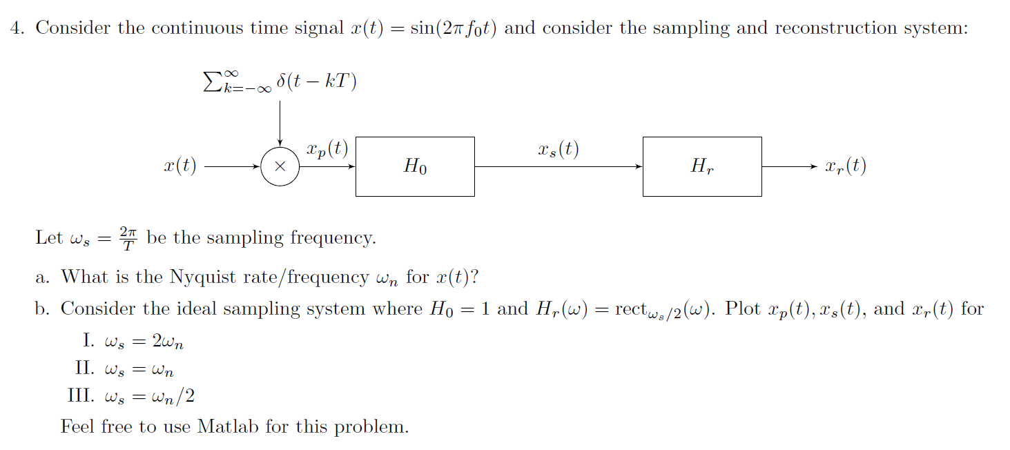 Solved Consider the continuous time signal x(t)=sin(2πf0t) | Chegg.com