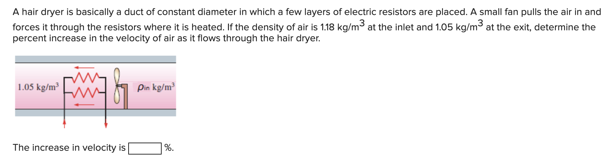 Solved A hair dryer is basically a duct of constant diameter | Chegg.com