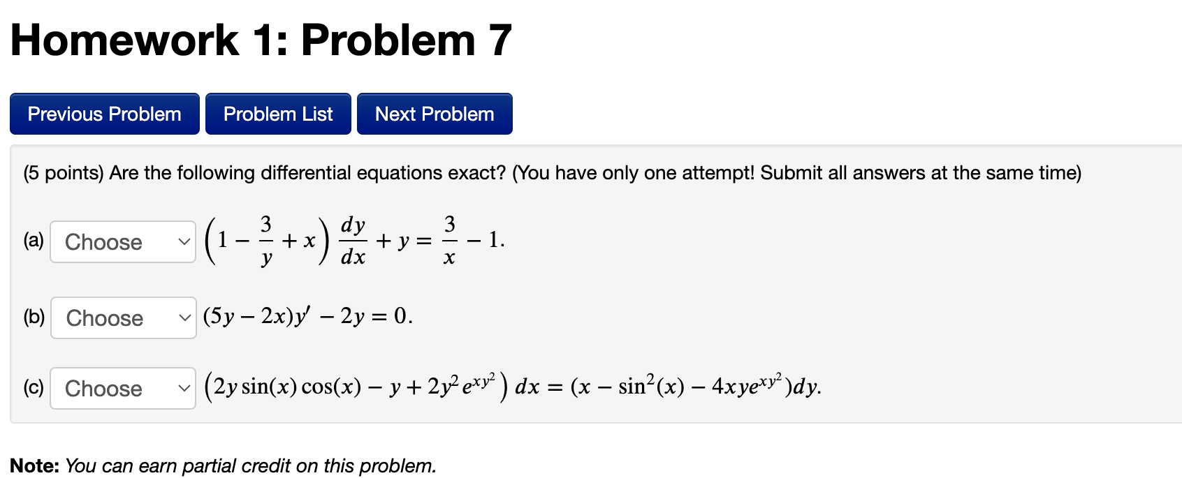 Solved (5 points) Are the following differential equations | Chegg.com