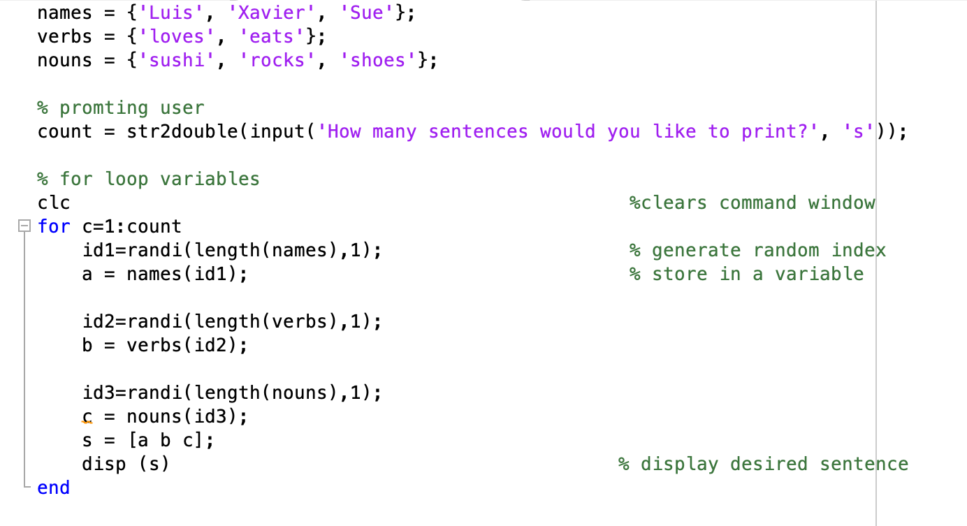 Solved How can I get my code in MATLAB(first image) to look | Chegg.com