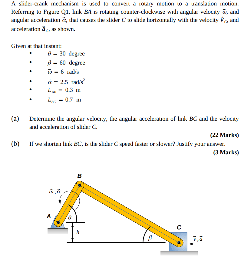 Solved A slider-crank mechanism is used to convert a rotary | Chegg.com