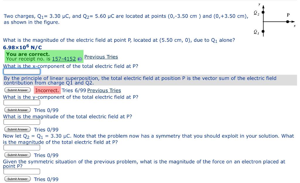 Solved 2 P Two charges, Q1= 3.30 uc, and Q2= 5.60 PC are | Chegg.com