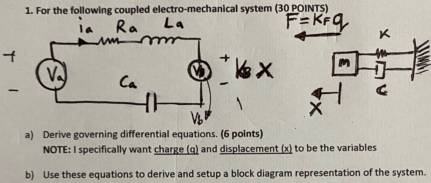 1. For the following coupled electro-mechanical | Chegg.com 1. For the following coupled electro-mechanical | Chegg.com