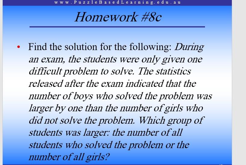 Solved www.Puzzle Based Learning.edu.au Homework #8c Find | Chegg.com