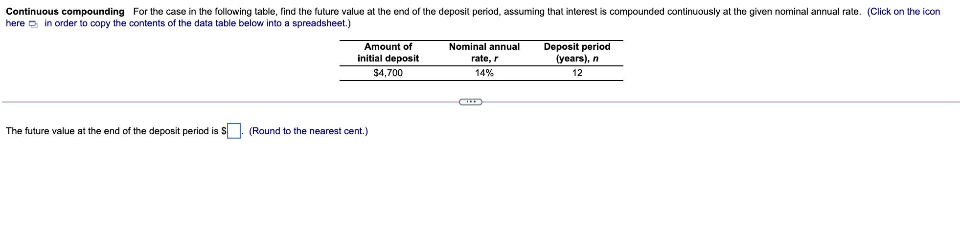 Solved Continuous compounding for the case in the following | Chegg.com