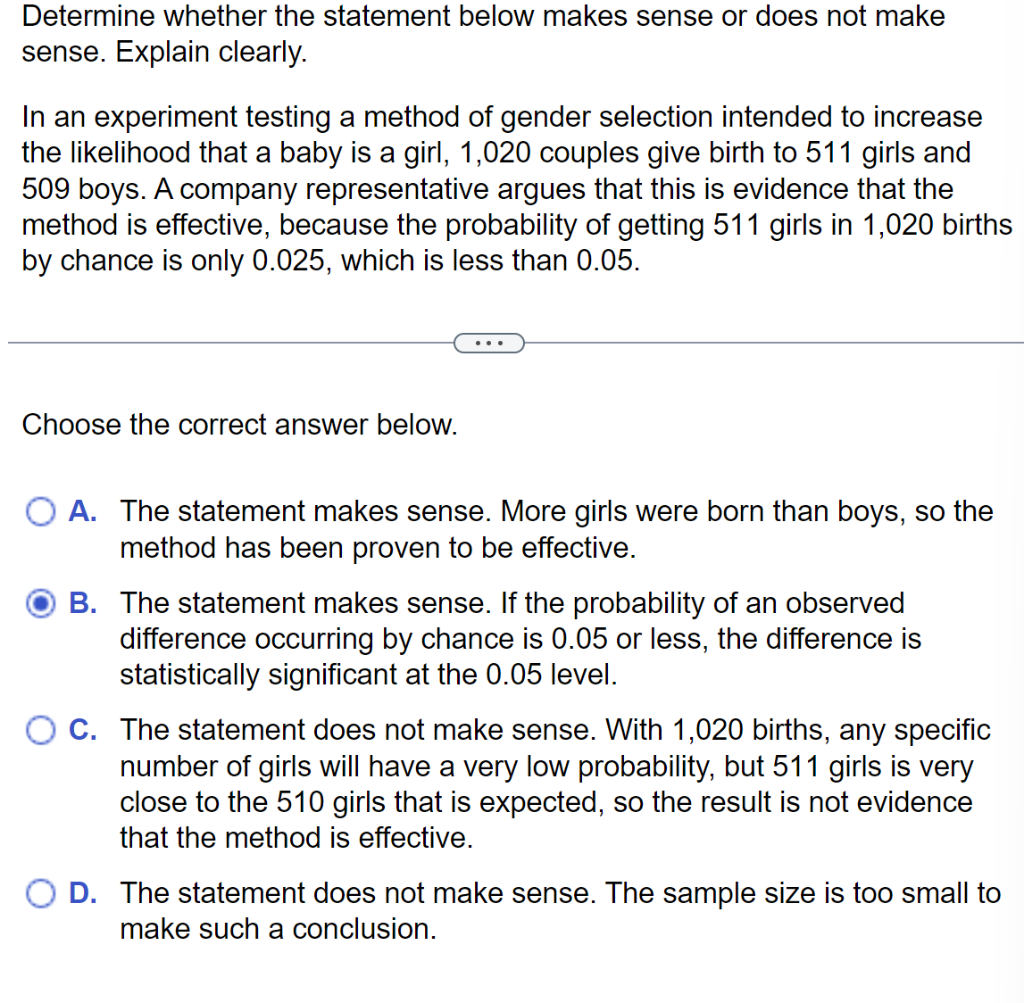 Solved Determine whether the statement below makes sense or | Chegg.com