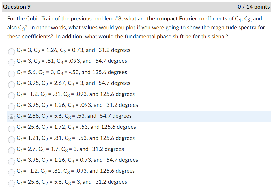 Question 9For the Cubic Train of ﻿the previous | Chegg.com