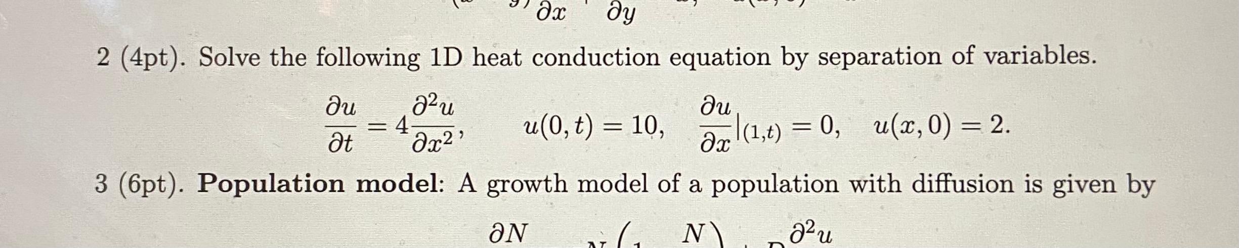 Solved ax ду 2 (4pt). Solve the following 1D heat conduction | Chegg.com