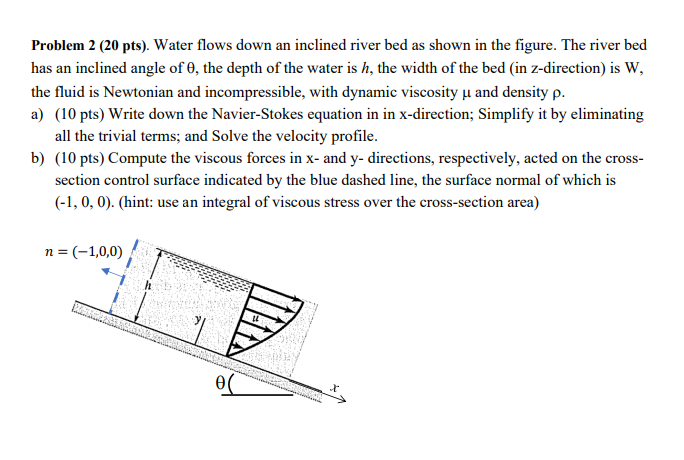 Solved Water flows down an inclined river bed as shown in | Chegg.com