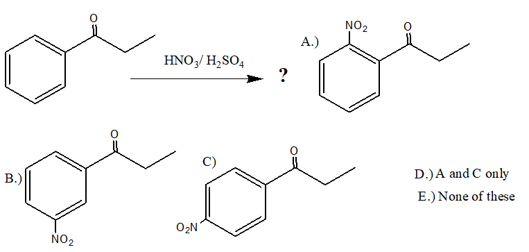 Solved [Phenyl ethyl ketone + HNO3 / H2SO4 ---> ? | Chegg.com