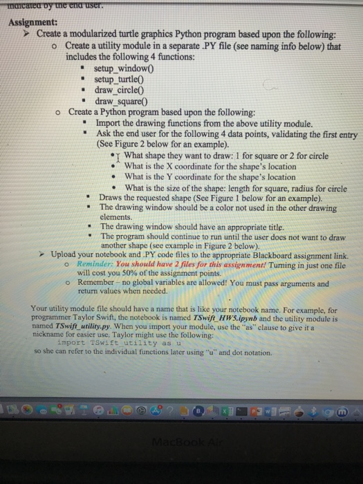 Assignment: > Create a modularized turtle graphics | Chegg.com