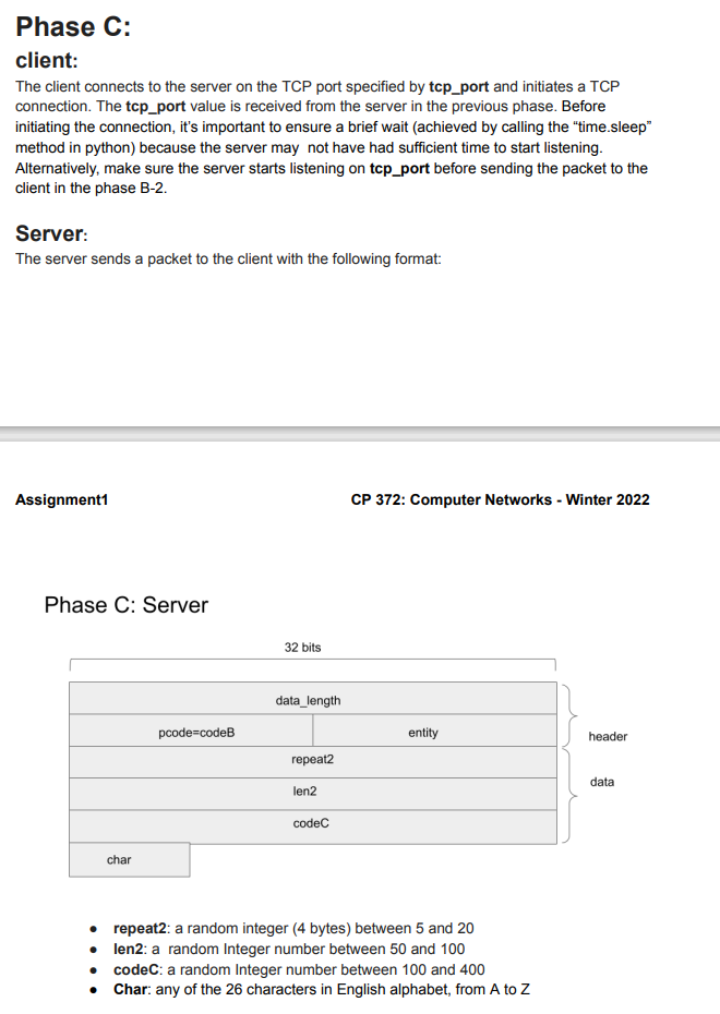 Solved Phase B: Client:The client reliably sends repeat UDP | Chegg.com