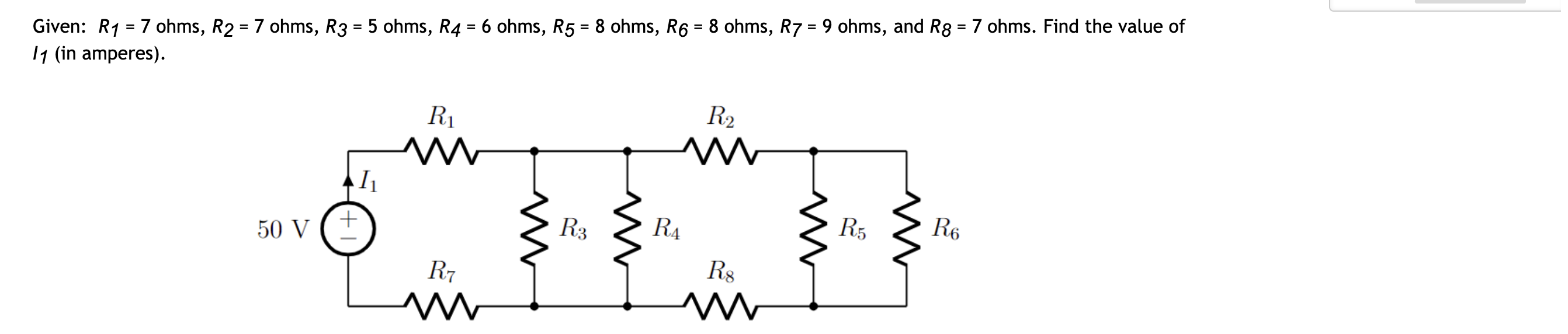 Solved Given: R1=7 ohms, R2=7 ohms, R3=5 ohms, R4=6 ohms, | Chegg.com