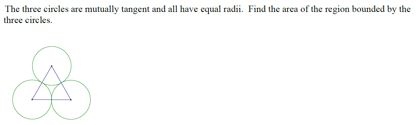 Solved The three circles are mutually tangent and all have | Chegg.com