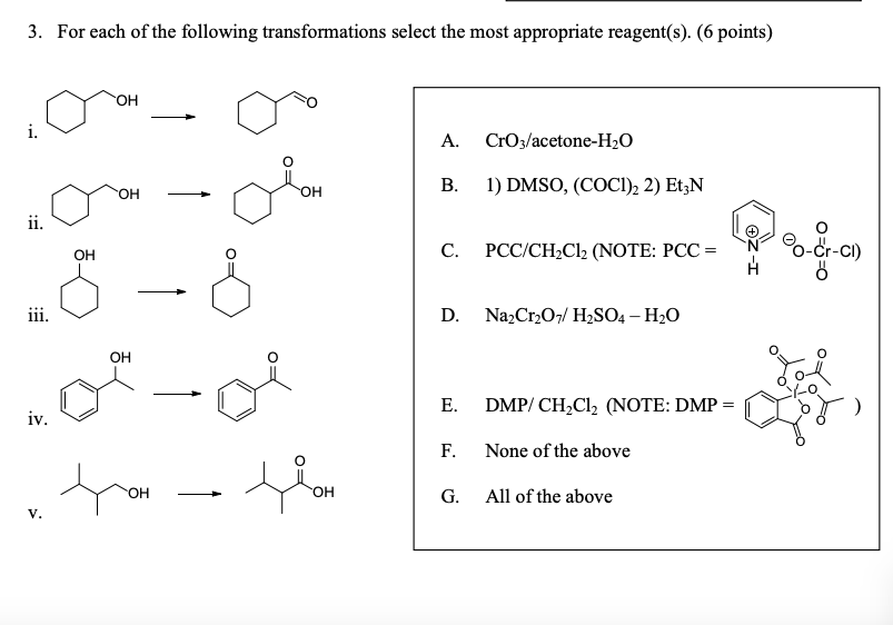 Solved 3. For each of the following transformations select | Chegg.com