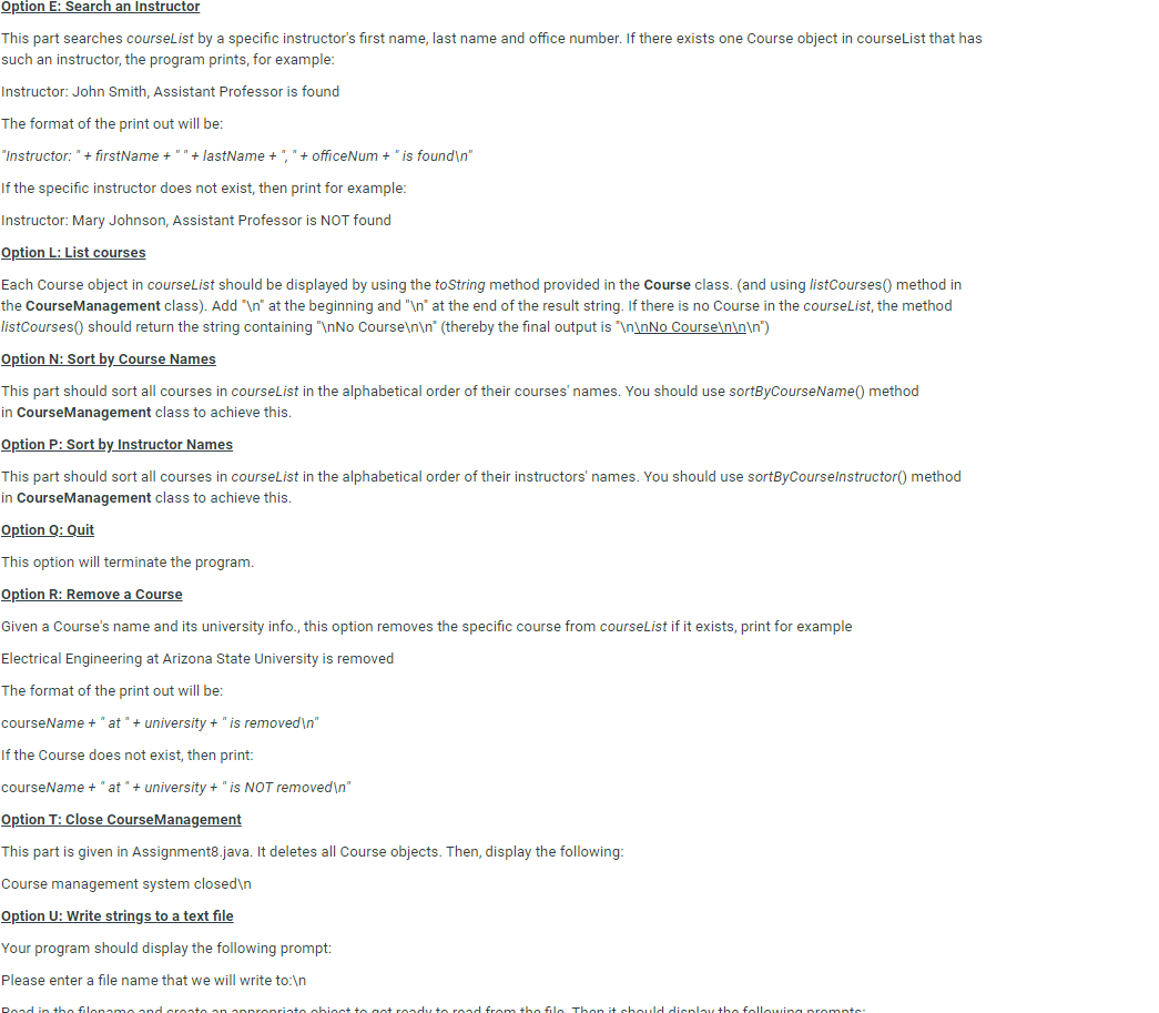 Assignment8.java (**partially given, need to add more | Chegg.com