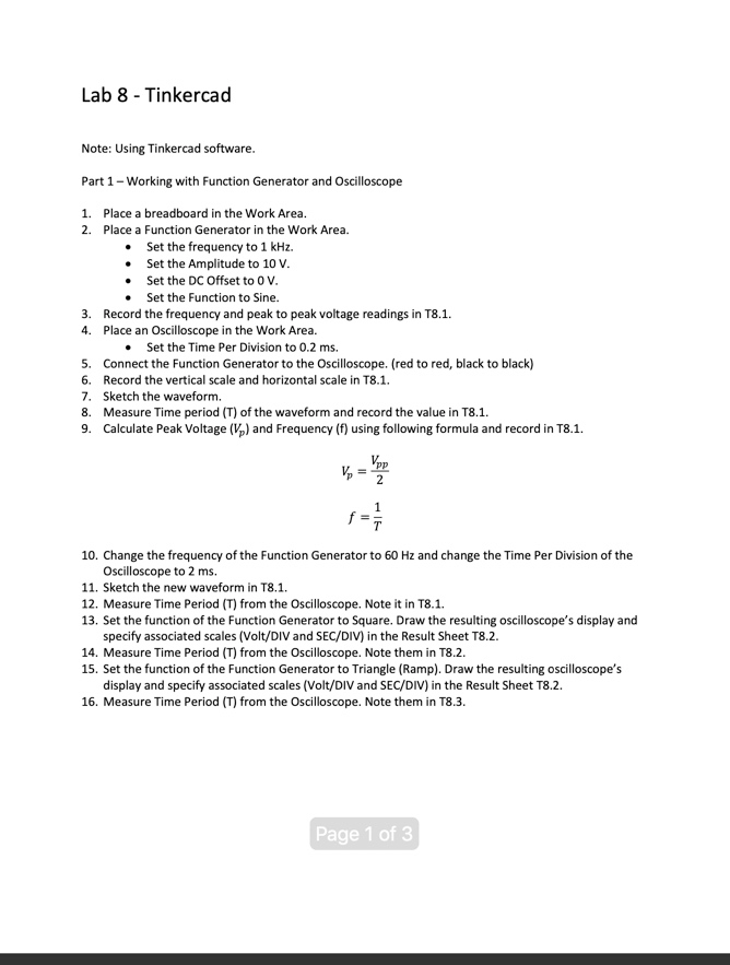 Lab 8 - Tinkercad Note: Using Tinkercad software. | Chegg.com