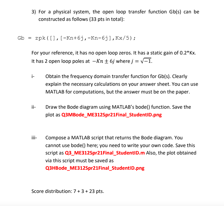 3) For a physical system, the open loop transfer | Chegg.com