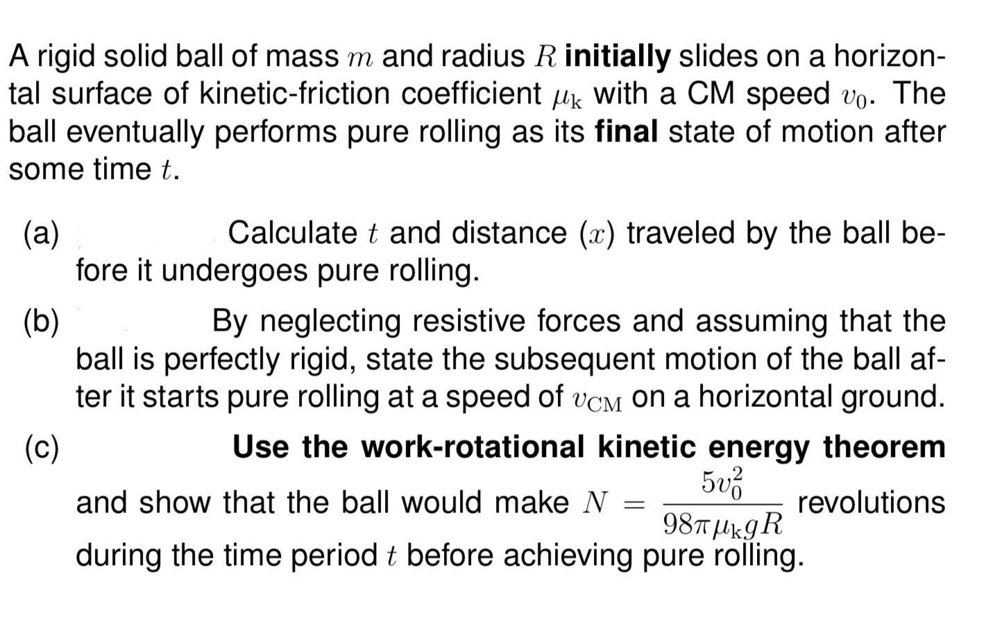 Solved A rigid solid ball of mass m and radius R initially | Chegg.com