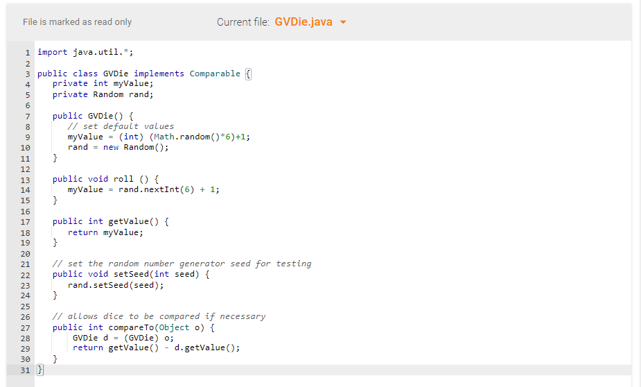 Solved Given two GVDie objects that represent 2 six-sided | Chegg.com