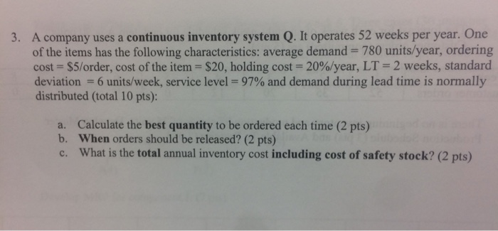 Solved A company uses a continuous inventory system Q. It | Chegg.com