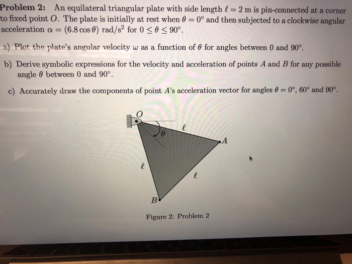 Solved Problem 2: An equilateral triangular plate with side | Chegg.com