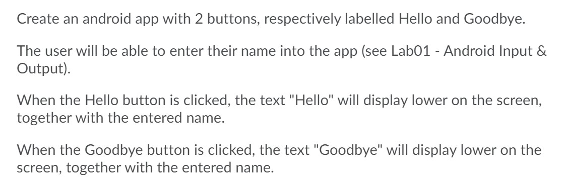 Solved Create an android app with 2 buttons, respectively | Chegg.com