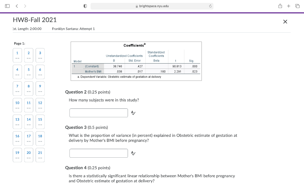 Solved brightspace.nyu.edu + O HW8-Fall 2021 Х ist. Length: | Chegg.com