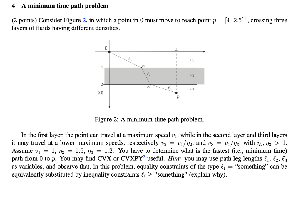 4 A minimum time path problem (2 points) Consider | Chegg.com