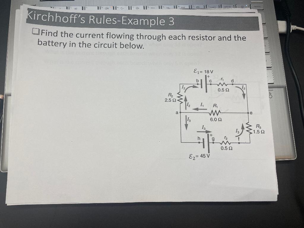 Solved Find the current flowing through each resistor and | Chegg.com