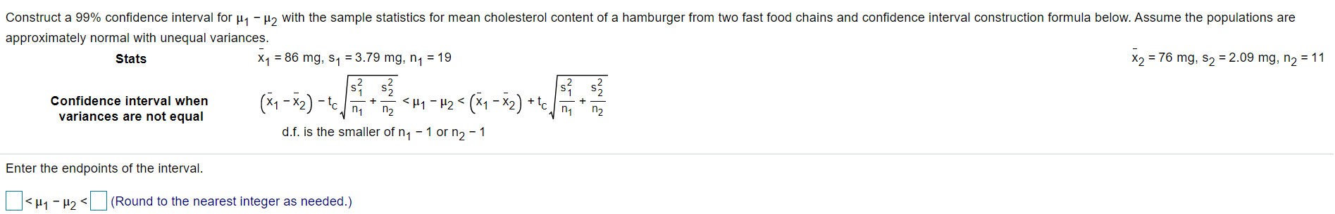 Solved Construct a 99% confidence interval for P1 - H2 with | Chegg.com