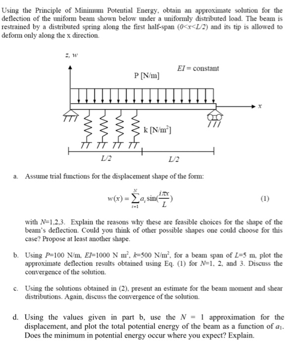 Using the Principle of Minimum Potential Energy, | Chegg.com