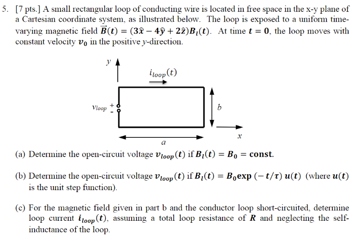 Solved 5. [7 pts.] A small rectangular loop of conducting | Chegg.com